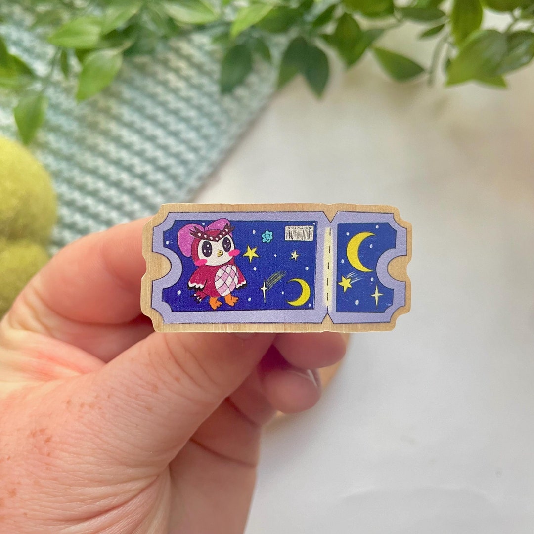 Celeste ACNH Wooden Pin Real Natural Pine Wood Pin Badge Observatory ...