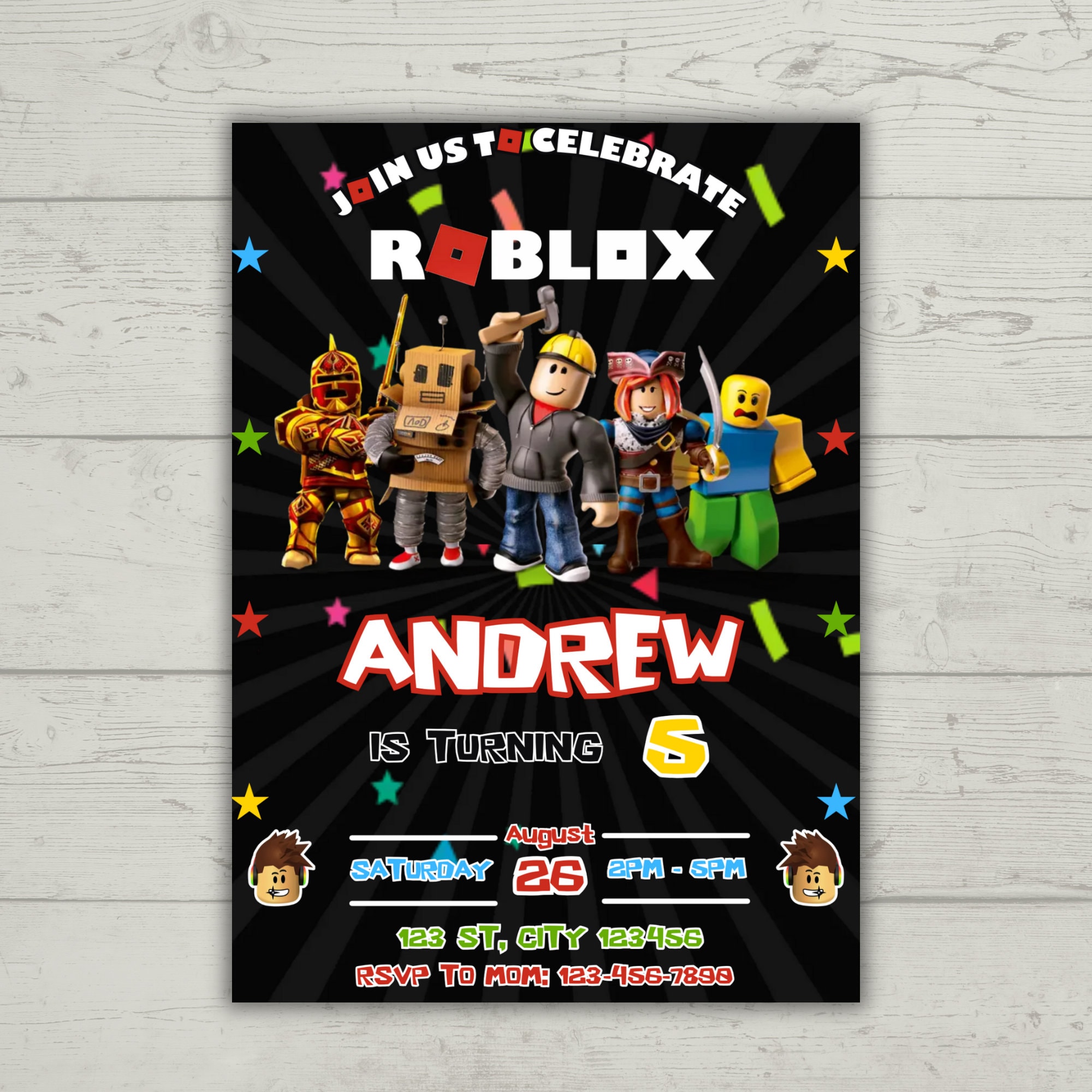 Roblox Invitation, Roblox Invite, Game Party, Roblox Boys Birthday ...