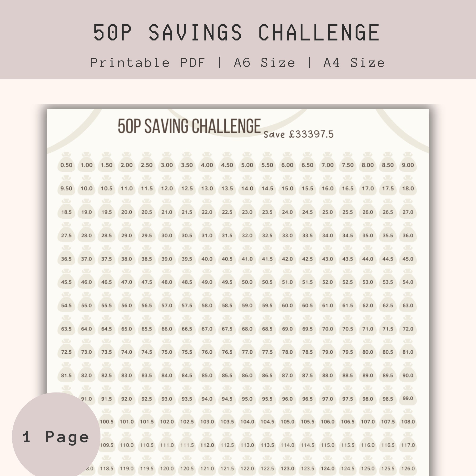 50p Savings Challenge, 50p Challenge Printable, 50p Savings Challenge ...
