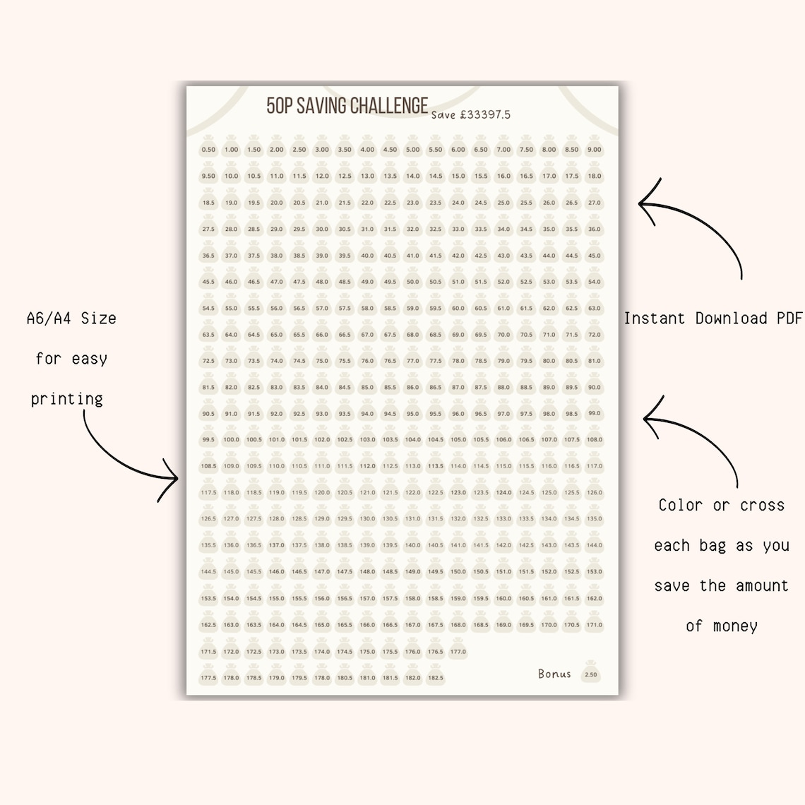 50p Savings Challenge, 50p Challenge Printable, 50p Savings Challenge ...