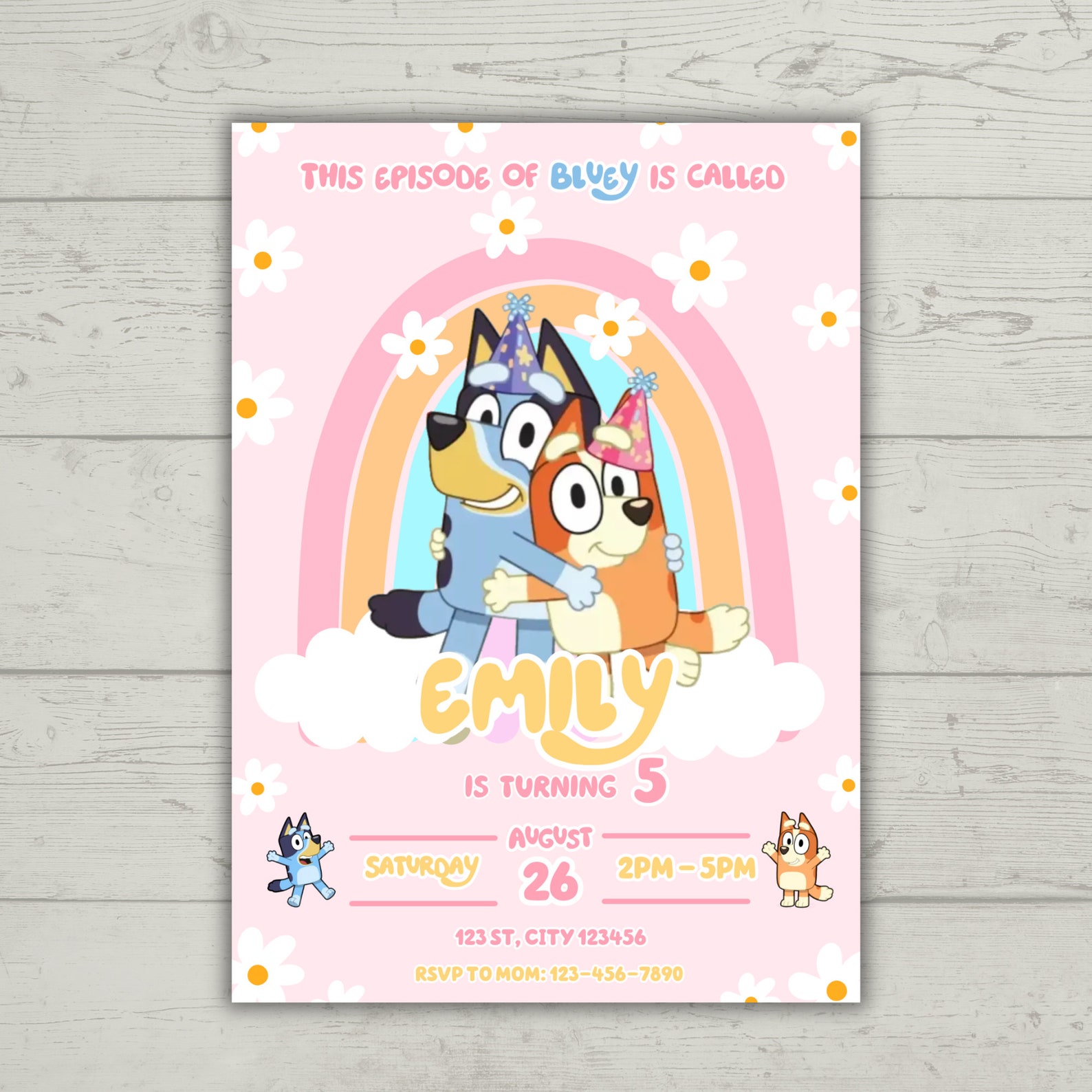 Girl Bluey Birthday Invitation Template, Bluey Invitation, Digital ...
