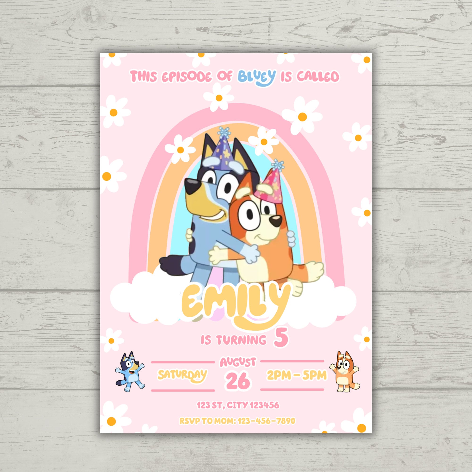 Girl Bluey Birthday Invitation Template, Bluey Invitation, Digital ...