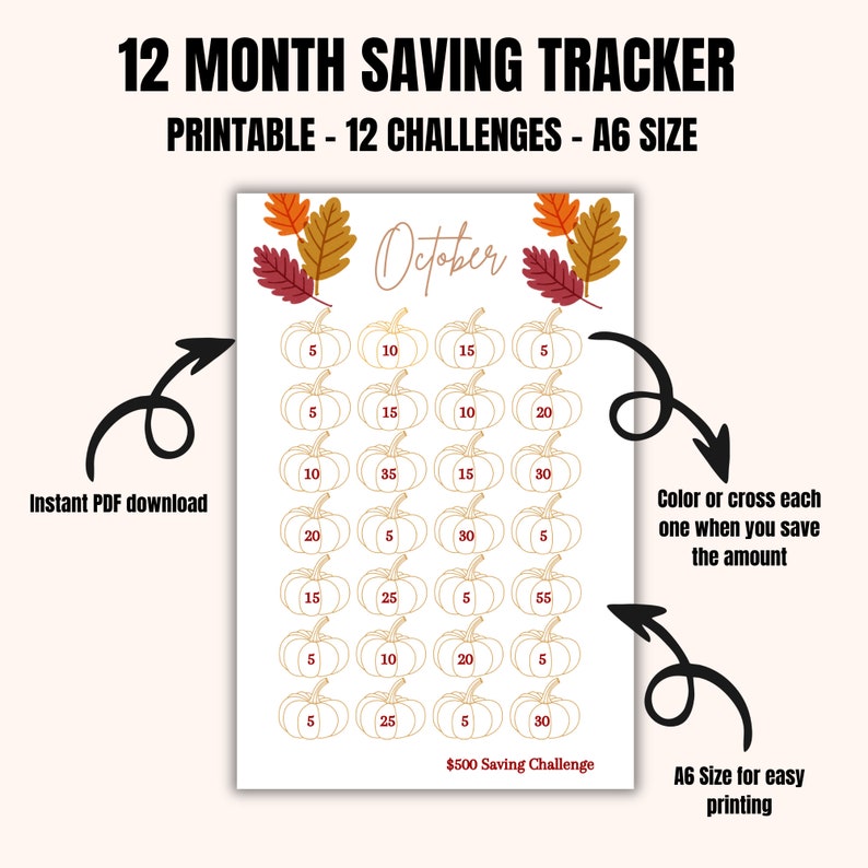 A6 Monthly Savings Challenge Printable, Mini Savings Challenge Bundle ...