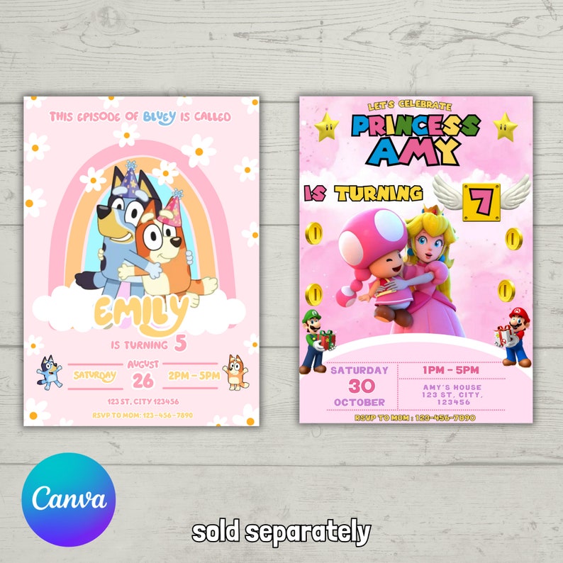 Girl Bluey Birthday Invitation, Bluey Invitation, Digital Bluey Girl ...