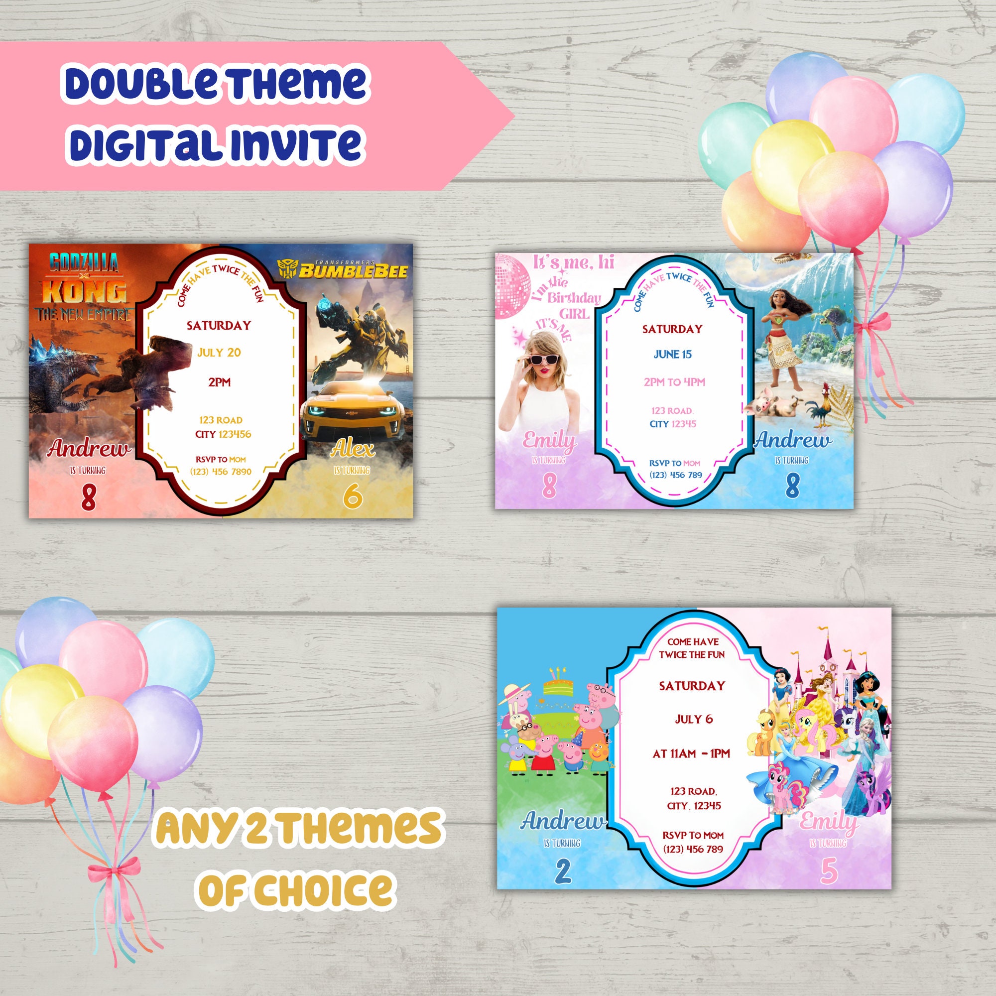 Invitación de cumpleaños para hermanos, Invitación de cumpleaños doble ...