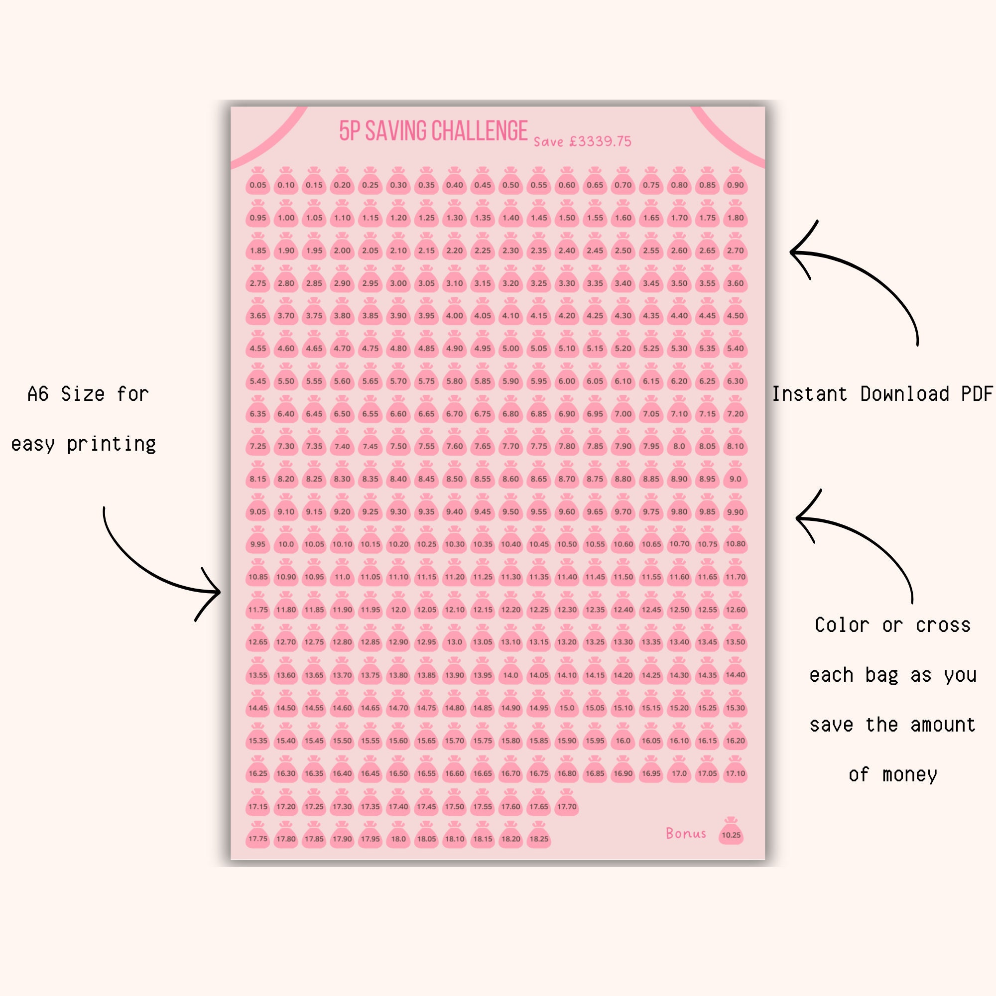 5p Savings Challenge, 5p Challenge Printable, 5p Savings Challenge PDF ...