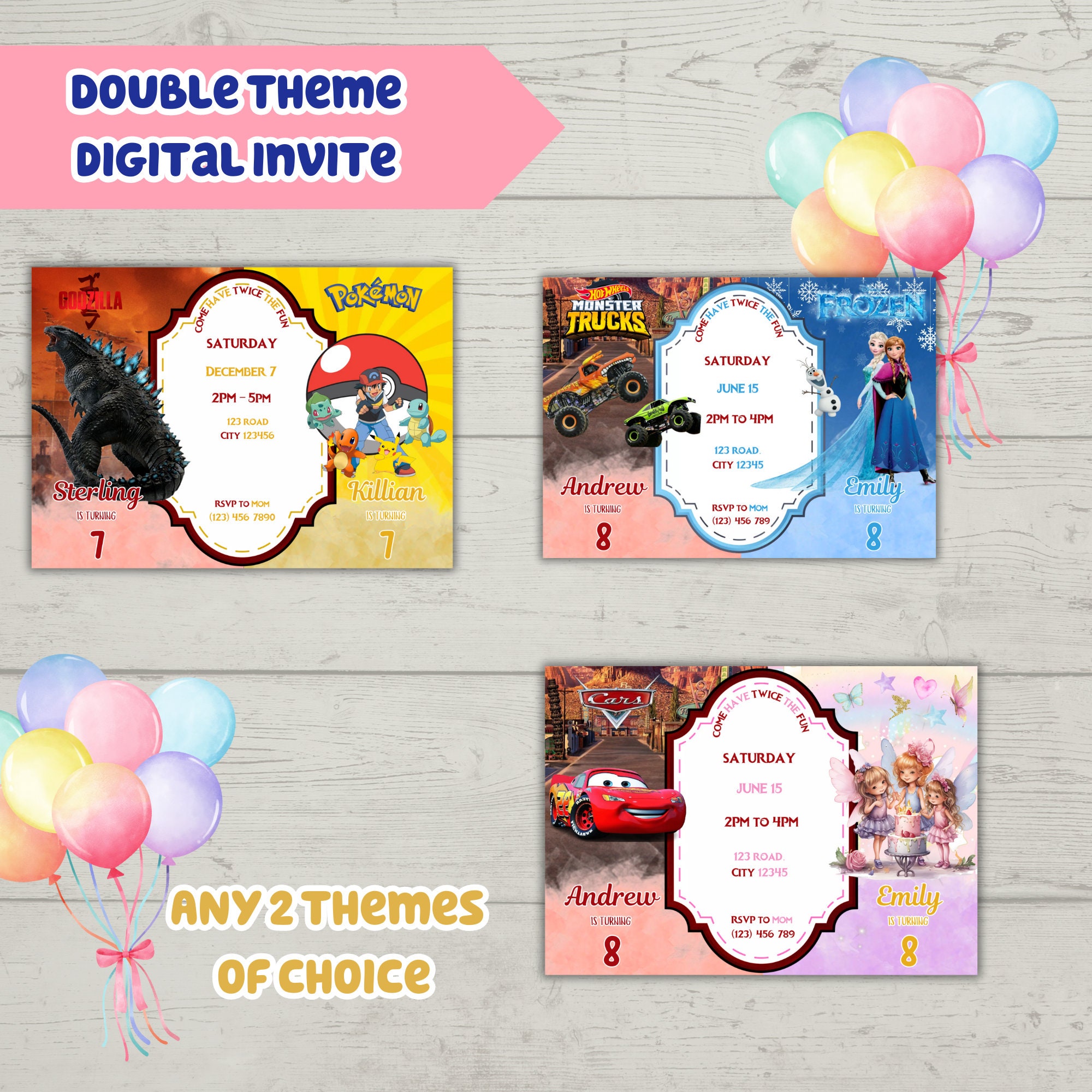 Invitación de cumpleaños para hermanos, Invitación de cumpleaños doble ...