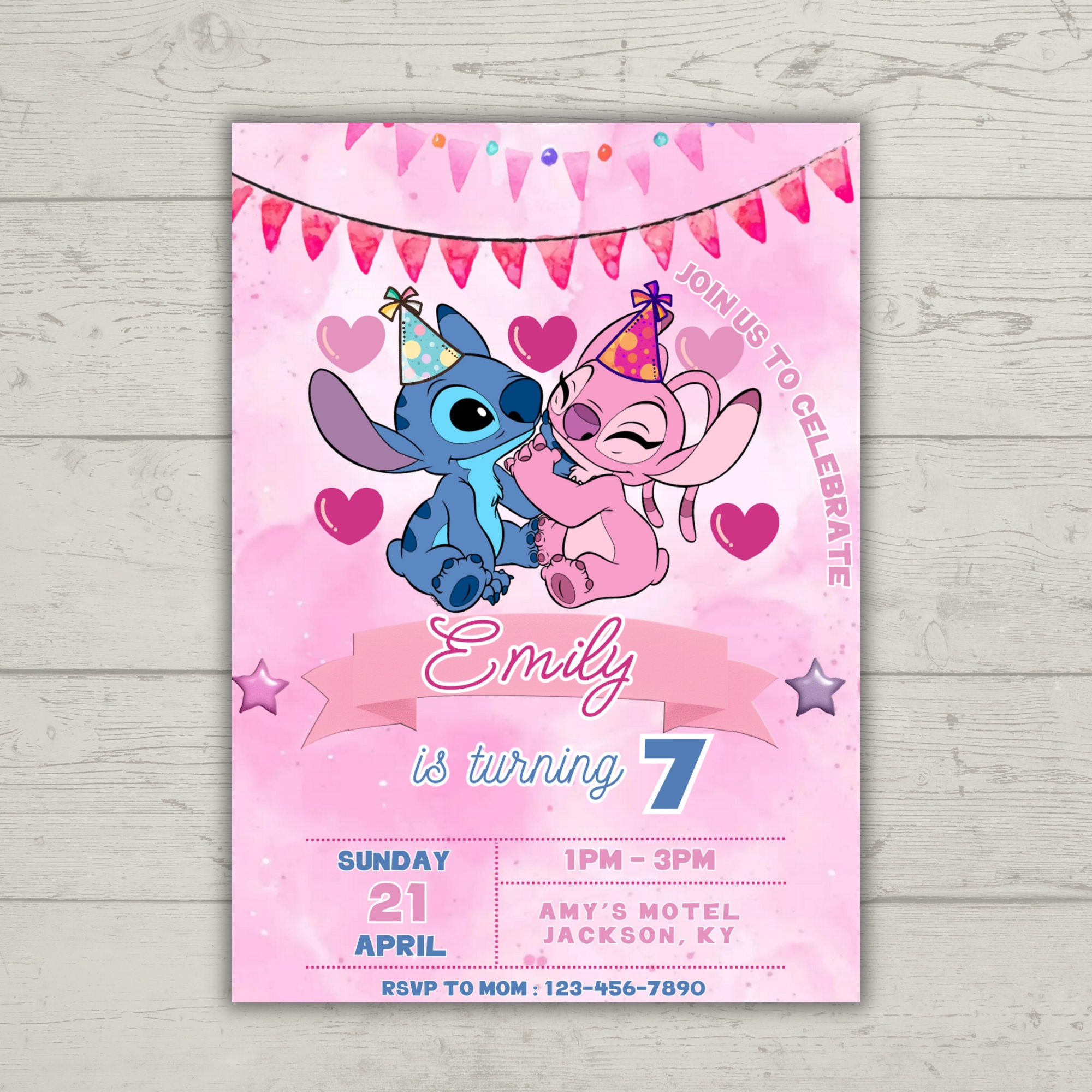 Editable Stitch Birthday Invitation, Canva Editable Birthday Invitation ...