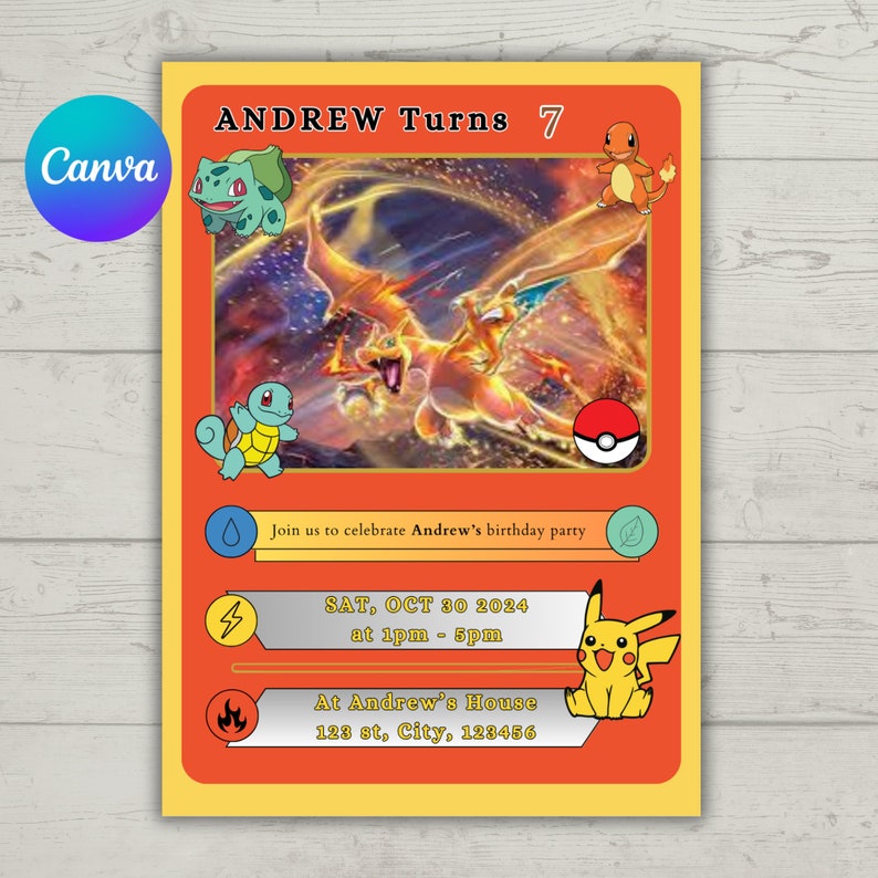 Pokemone Birthday Invitation Pokemon Birthday Editable Pokemone Birthday Invitation Pikachu