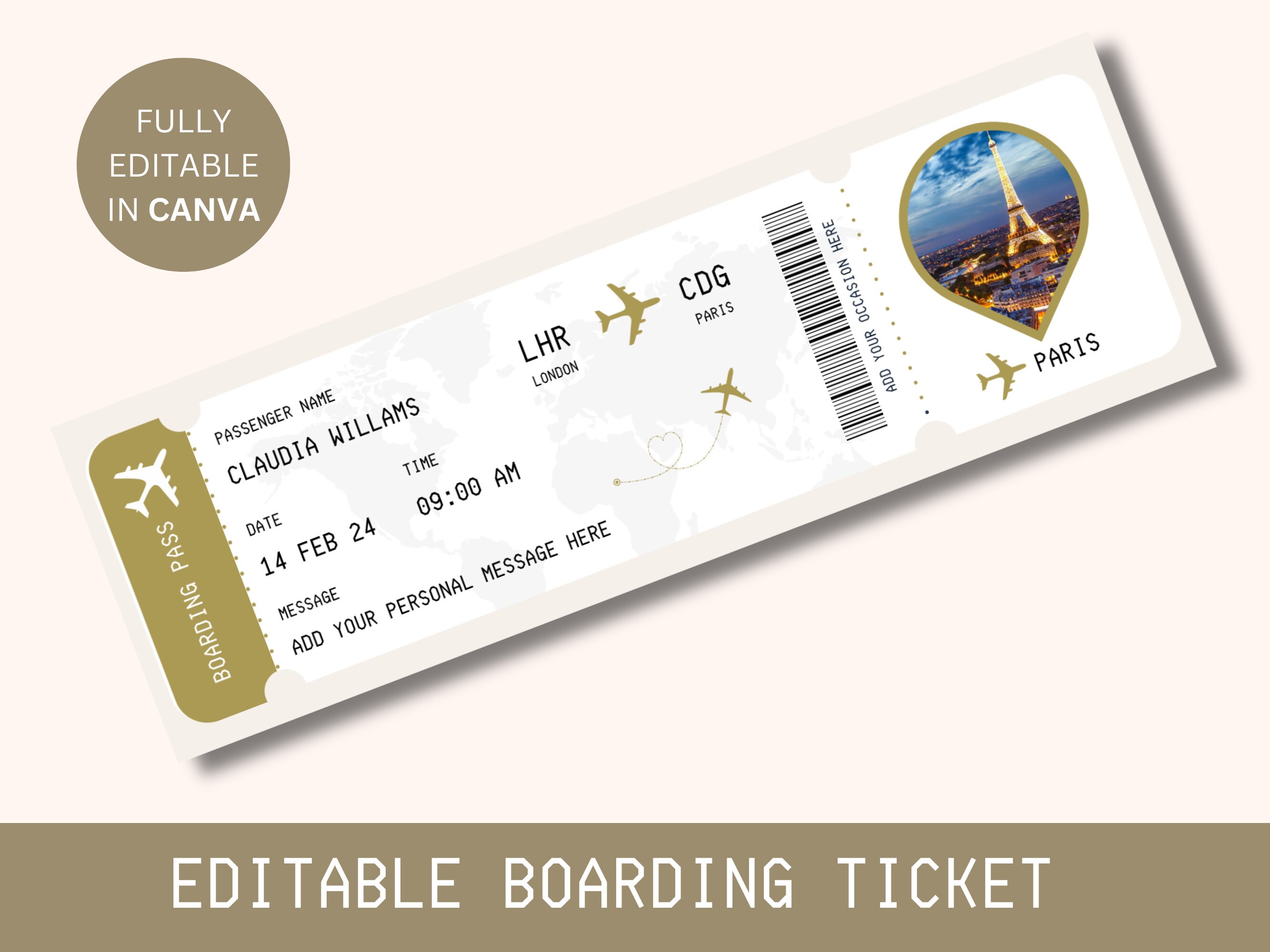 Editable Boarding Pass Template Surprise Boarding Pass - Etsy UK