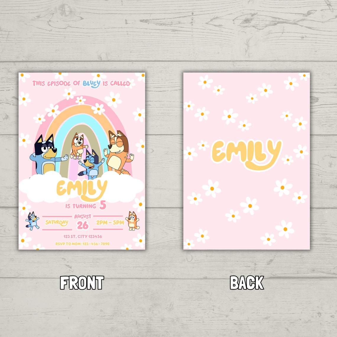 Girl Bluey Birthday Invitation, Bluey Invitation, Digital Bluey Girl ...