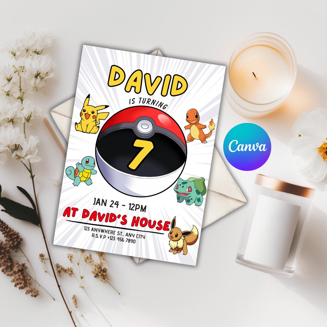 Pokemon Birthday Invitation Pokemon Birthday Card Pokemon - Etsy