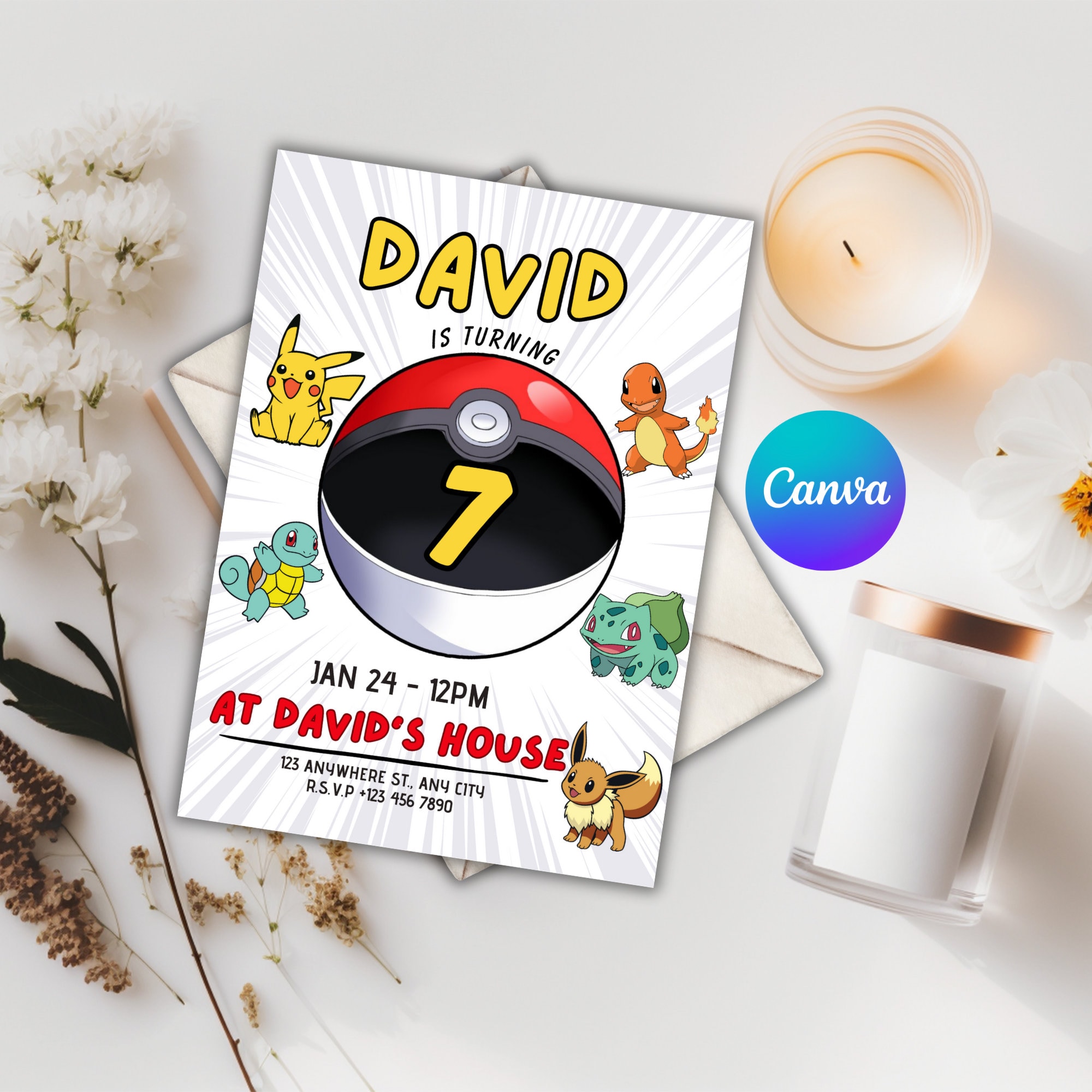 Pokemon Birthday Invitation Pokemon Birthday Card Pokemon - Etsy