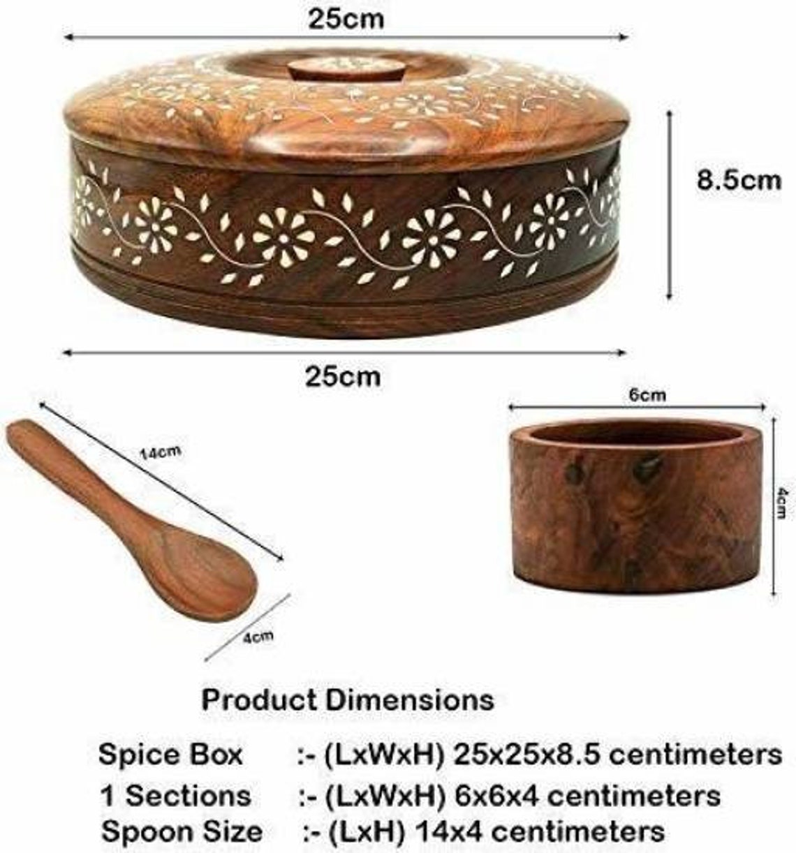 Wooden Handcrafted Spice Box for Storage With Spoon - Etsy