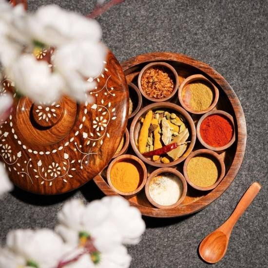 Wooden Handcrafted Spice Box for Storage With Spoon - Etsy
