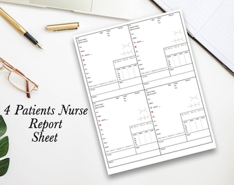 3 Patients Nurse Report Sheet, Medical Surgical, Telemetry, RN Nursing ...