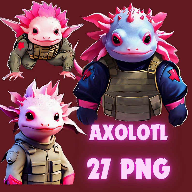 27 Pieces in One PDF File, Including Axolotl Png Sublimation Bundle ...