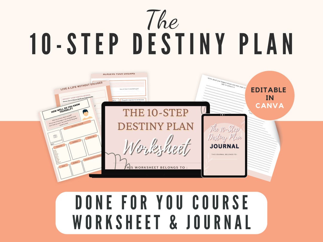 10-step Destiny Plan Worksheet & Journal, Done for You Coaching Program ...