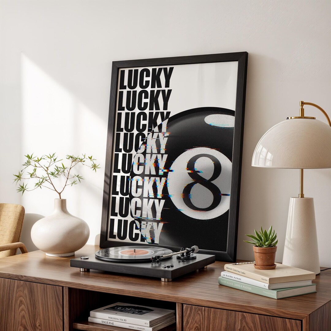 Trendy Lucky Wall Art – Printable 8 Ball Poster for Funky & Preppy Wall ...