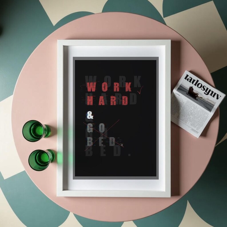 Work Hard Printable Poster: Motivational Office Wall Art for Dopamine ...