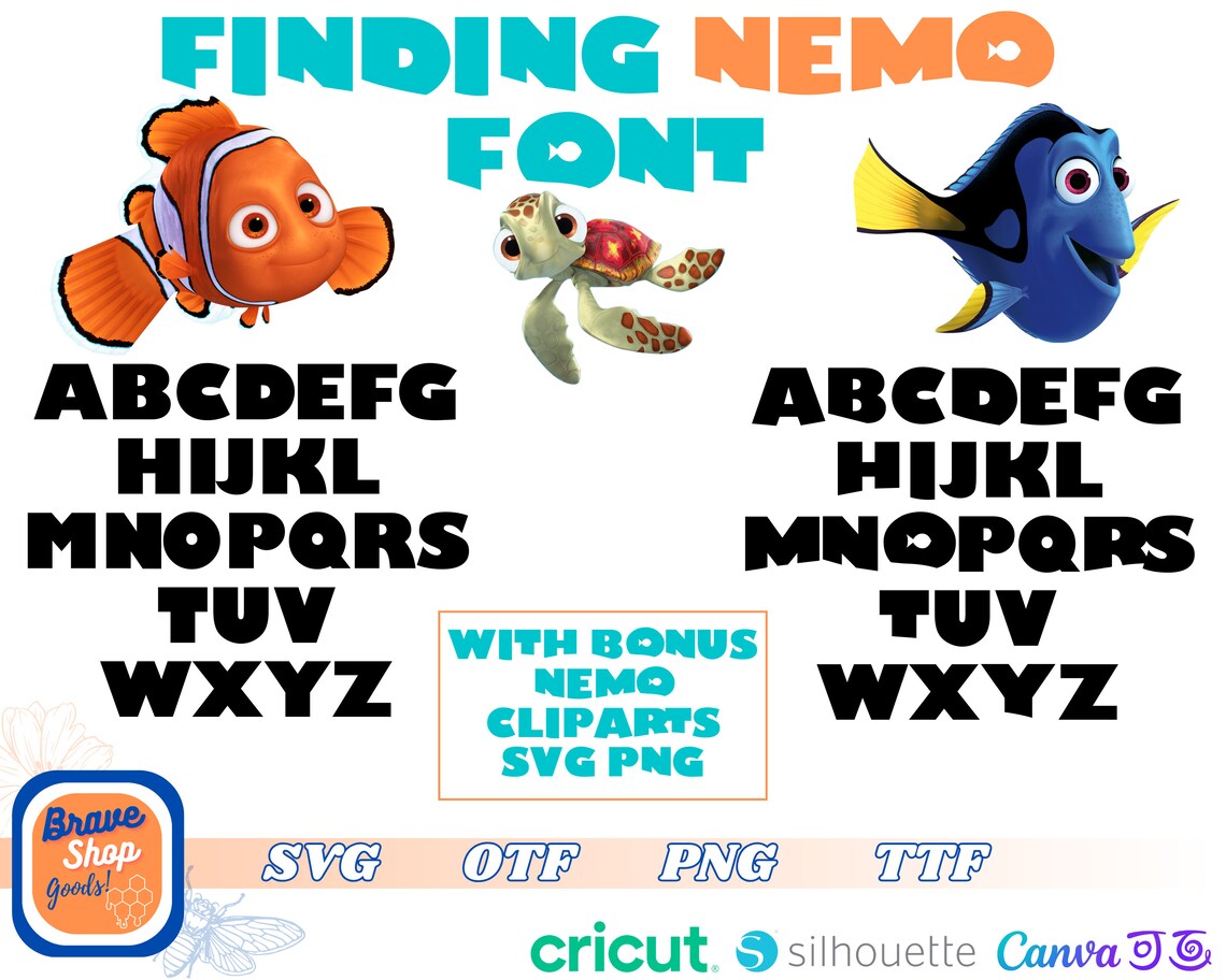 Nemo Font, Nemo Font Cricut, Nemo Font Svg, Nemo Font Silhouette, Nemo ...