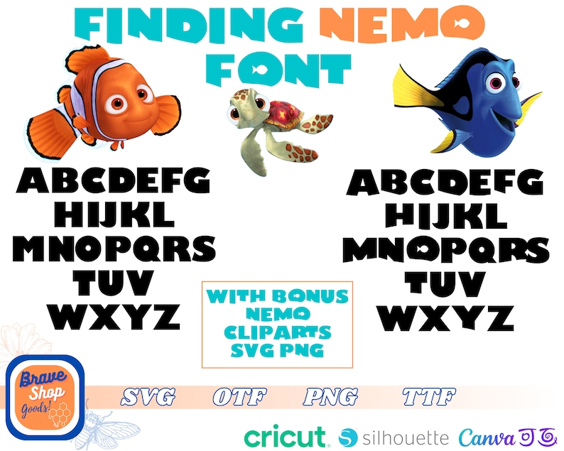 Nemo Font, Nemo Font Cricut, Nemo Font Svg, Nemo Font Silhouette, Nemo ...