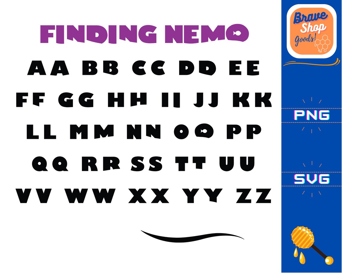 Nemo Font, Nemo Font Cricut, Nemo Font Svg, Nemo Font Silhouette, Nemo ...
