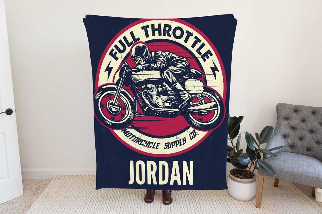 Personalized Motorcycle Blanket With Name, Custom Name Blanket for Boys ...
