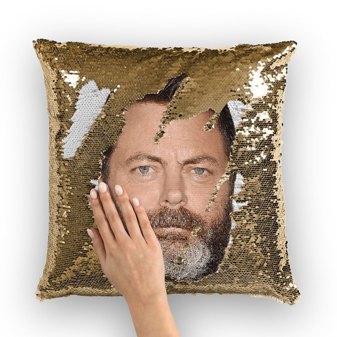Nick Offerman Sequin Pillow | Celebrity Pillow Cushions | Cool Pillow ...