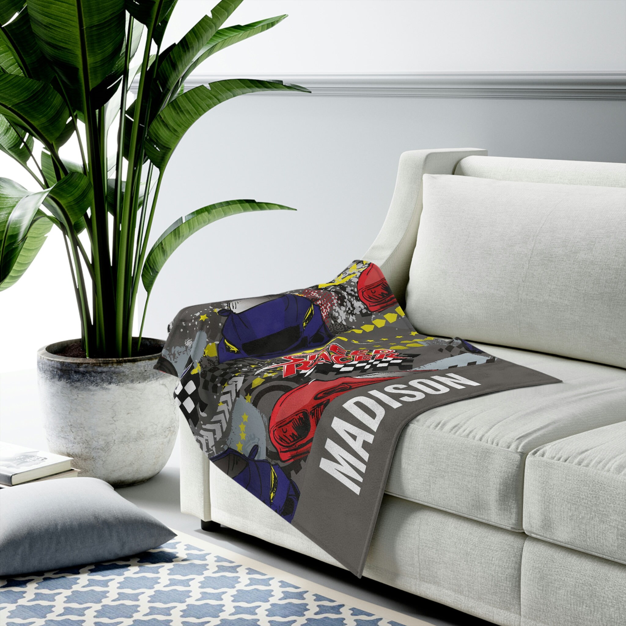 Personalized Race Car Blanket, Race Car Crib Bedding, Race Car Nursery ...