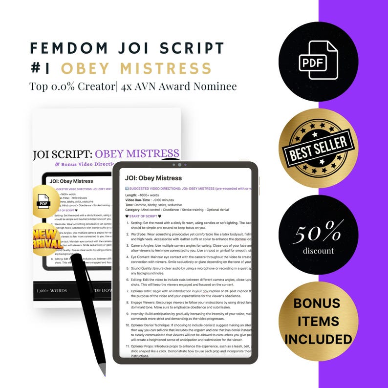 Femdom JOI Script: Obey Mistress - Stroke Control (PDF) - Etsy