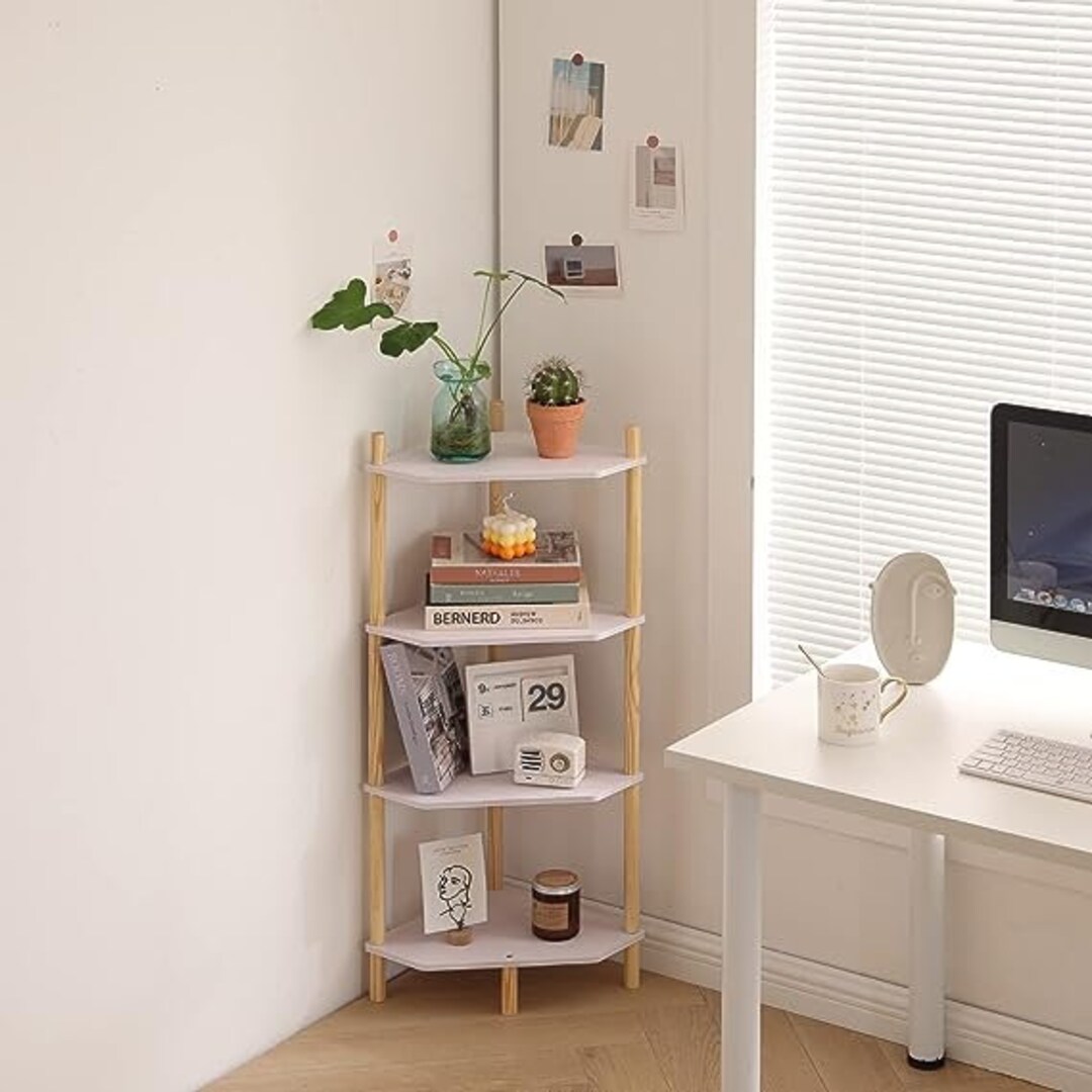 Corner Table Shelf 4-tier Corner Bookcase Multipurpose - Etsy