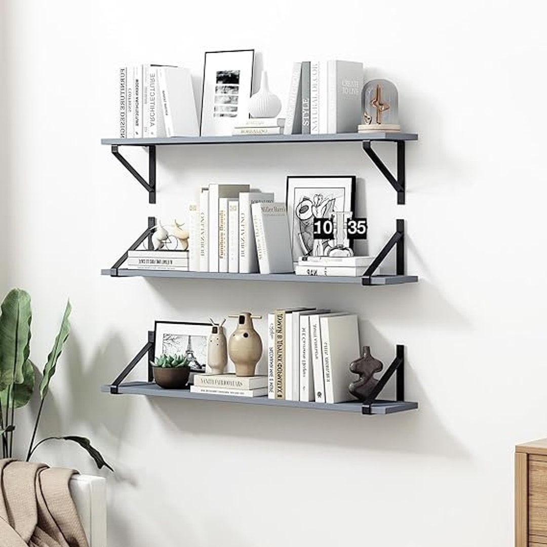 Floating Shelves 36 Inch Wall Bookshelf Set of 3 Gray - Etsy