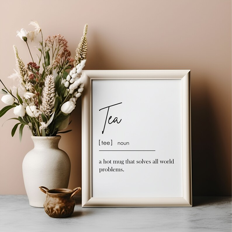 Tea Definition Print, Tea Room Art, Kitchen Wall Art, Tea Gifts ...