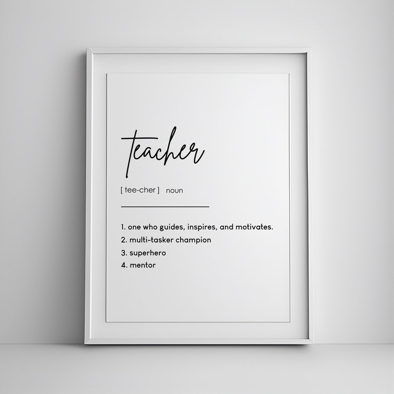 Teacher Definition, Teacher Gift, Printable Wall Art, Teacher Wall ...