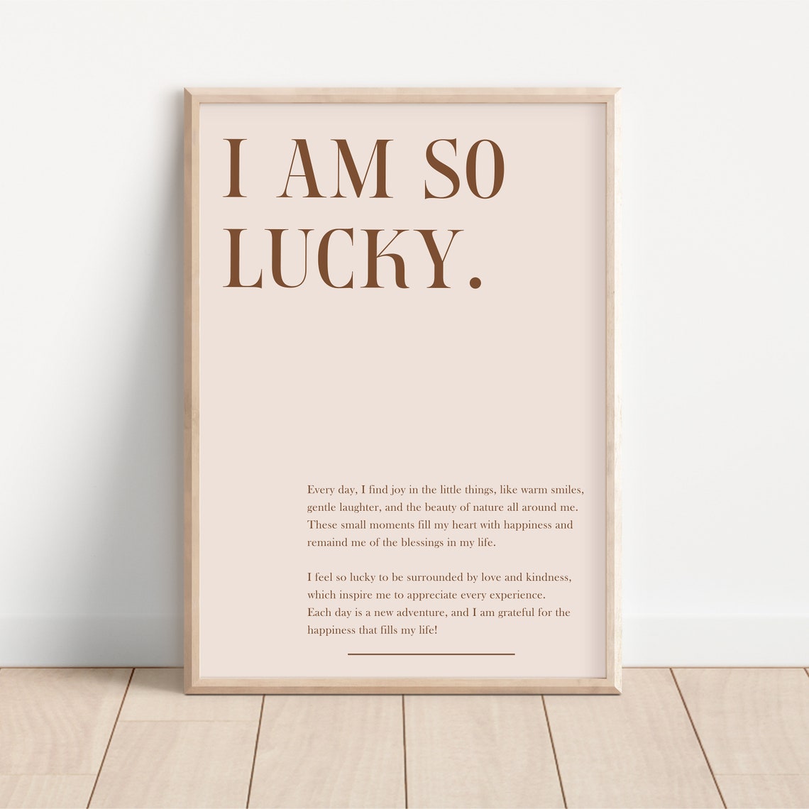 I AM SO LUCKY Printable, Trendy Wall Art, Typography Print Quote Print ...