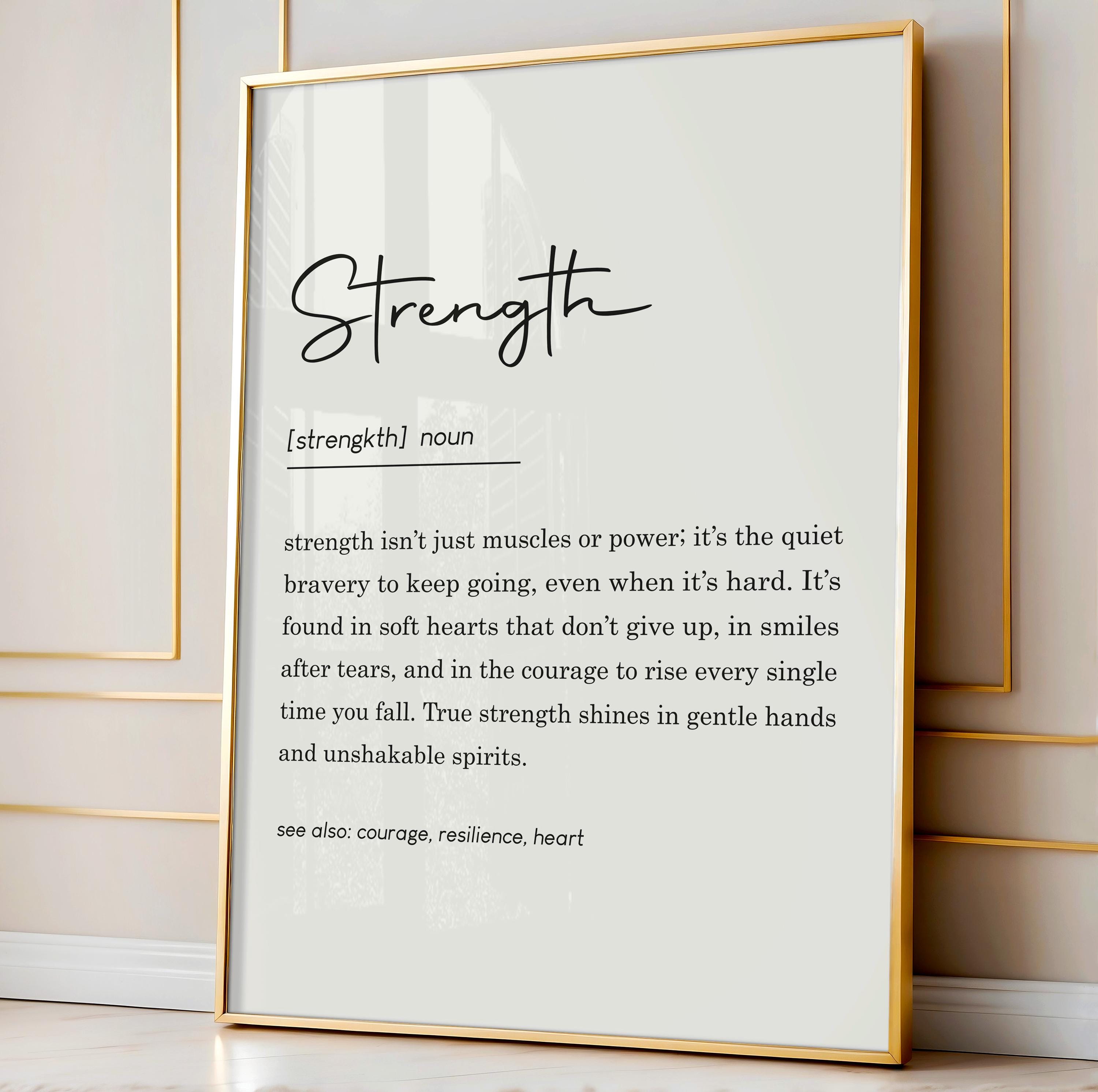 Strength Definition Print, Printable Wall Art, Strength Decor ...