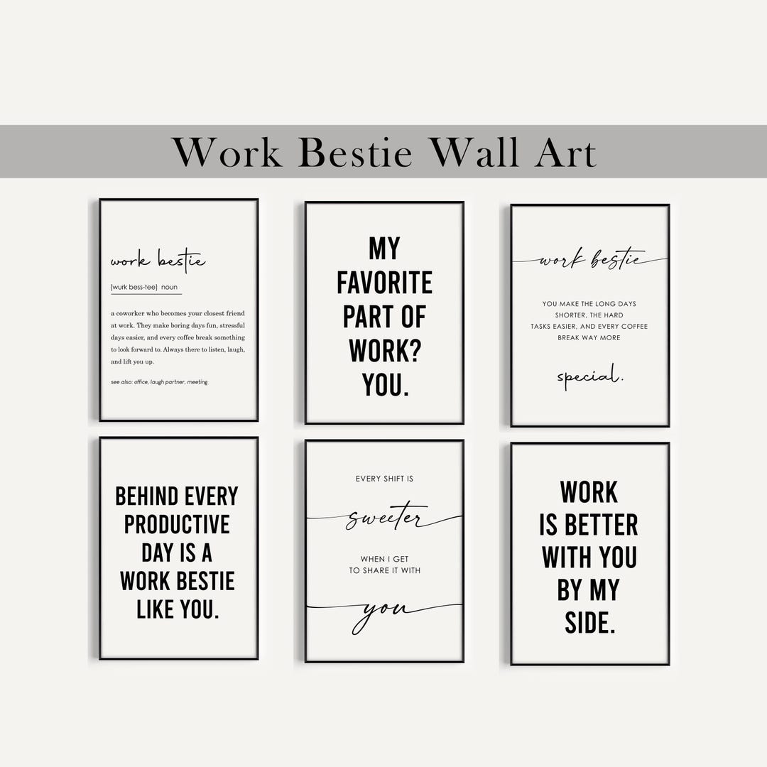 Work Bestie Wall Art Set, Work Bestie Definition Print, Office Wall ...