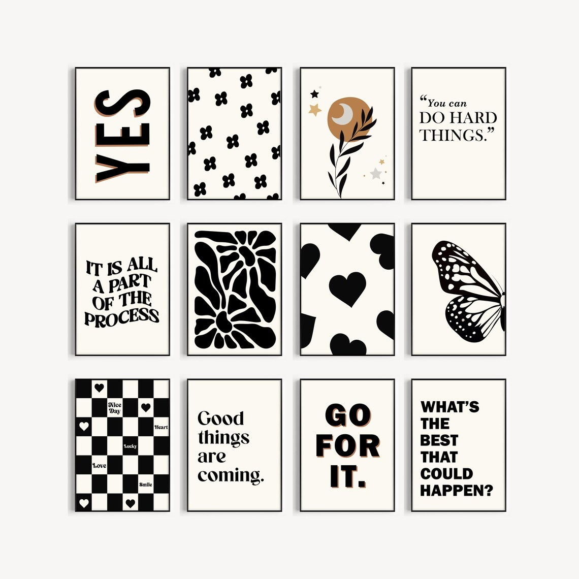 Set of 12 Print Gallery Wall Art, Groovy Aesthetic Decor, Funky Retro ...
