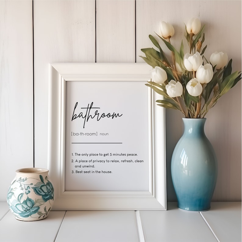 Bathroom Definition Wall Art, Printable Bathroom Wall Art, Home Wall ...