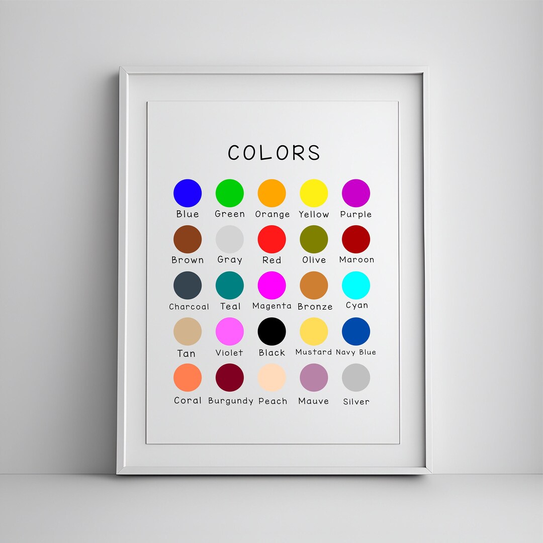 Educational Colors Poster, Classroom Decor, Colors, Printable Colors ...