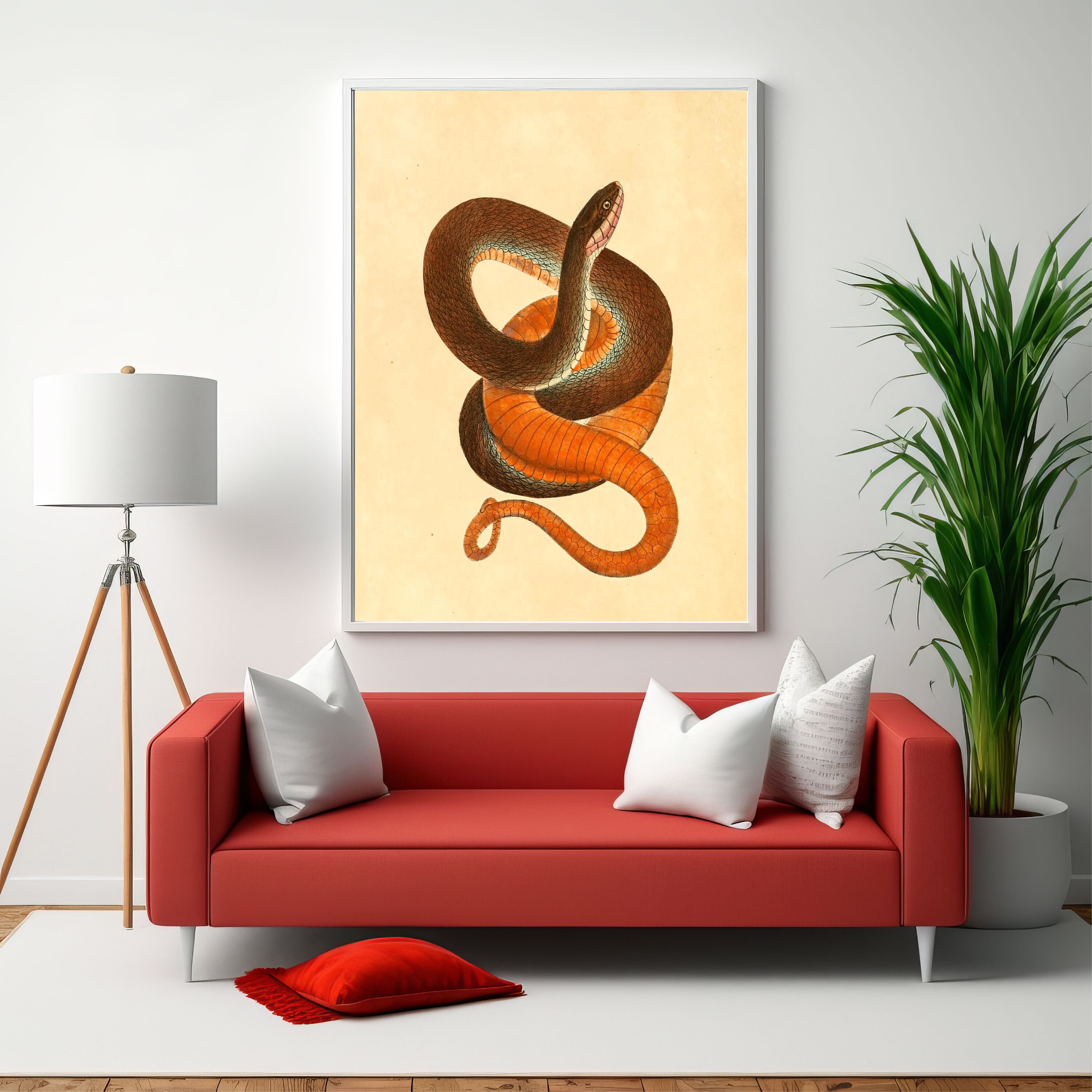 Vintage Snake Printable Art, Snake Wall Art, Living Room Wall Art Print ...