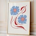 Set of 6 Red and Blue Gallery Wall, Preppy Room Decor, Trendy Retro Art ...