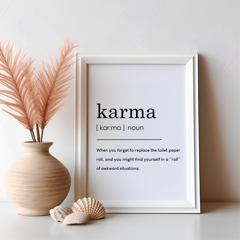 Karma Definition Wall Art, Funny Bathroom Print, Toilet Paper Sign ...
