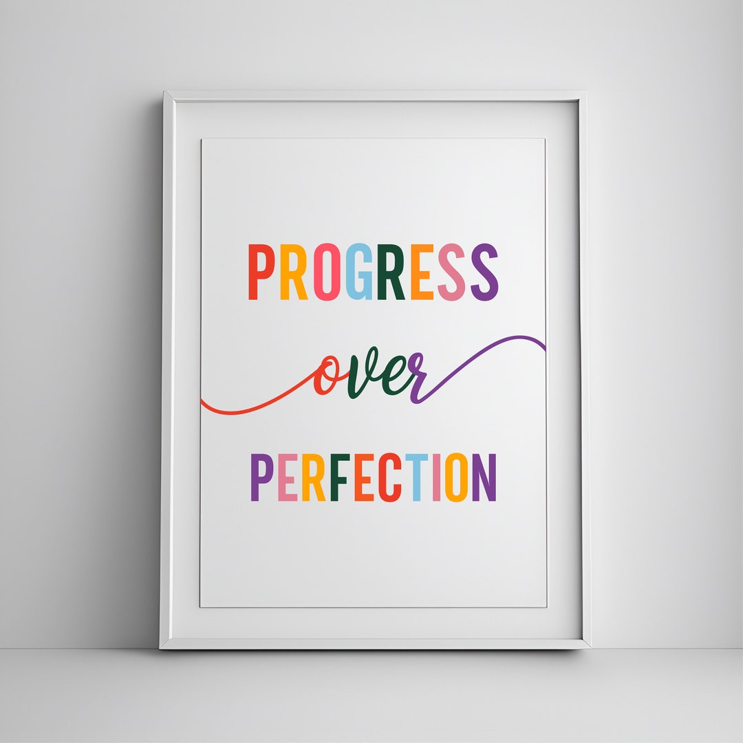 Progress Over Perfection, Playroom Decor, Motivational Wall Art, Boho ...