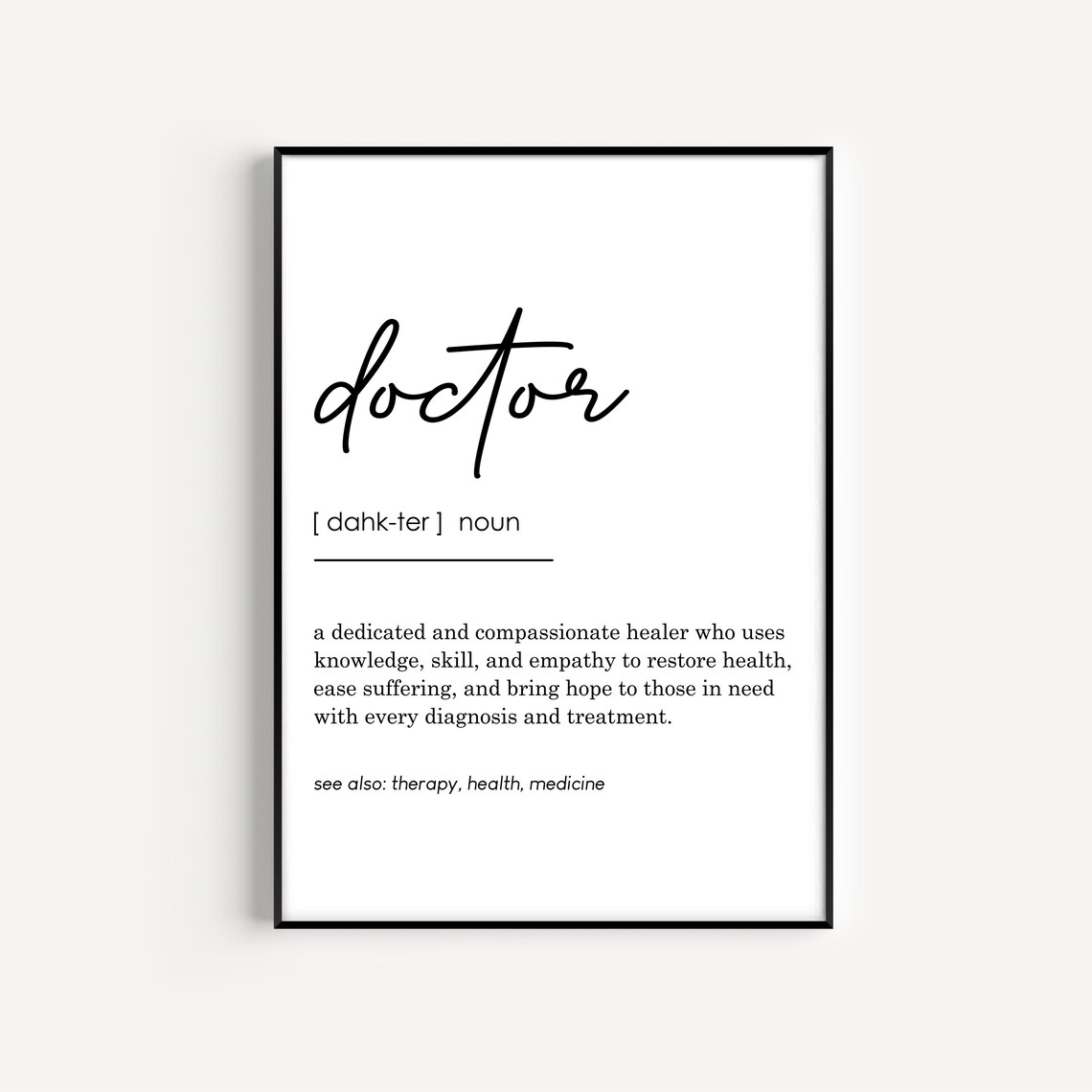 Doctor Wall Art Set of 6, Doctor Definition Print, Doctor Poster ...