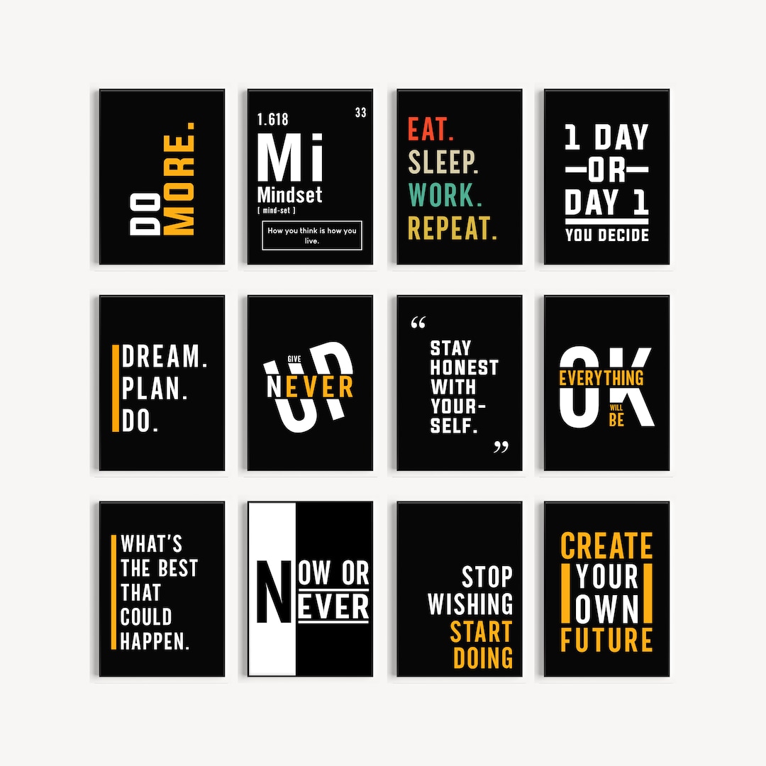 Positive Quotes, Workplace Positivity Quote Bundle, Motivation Wall Art ...