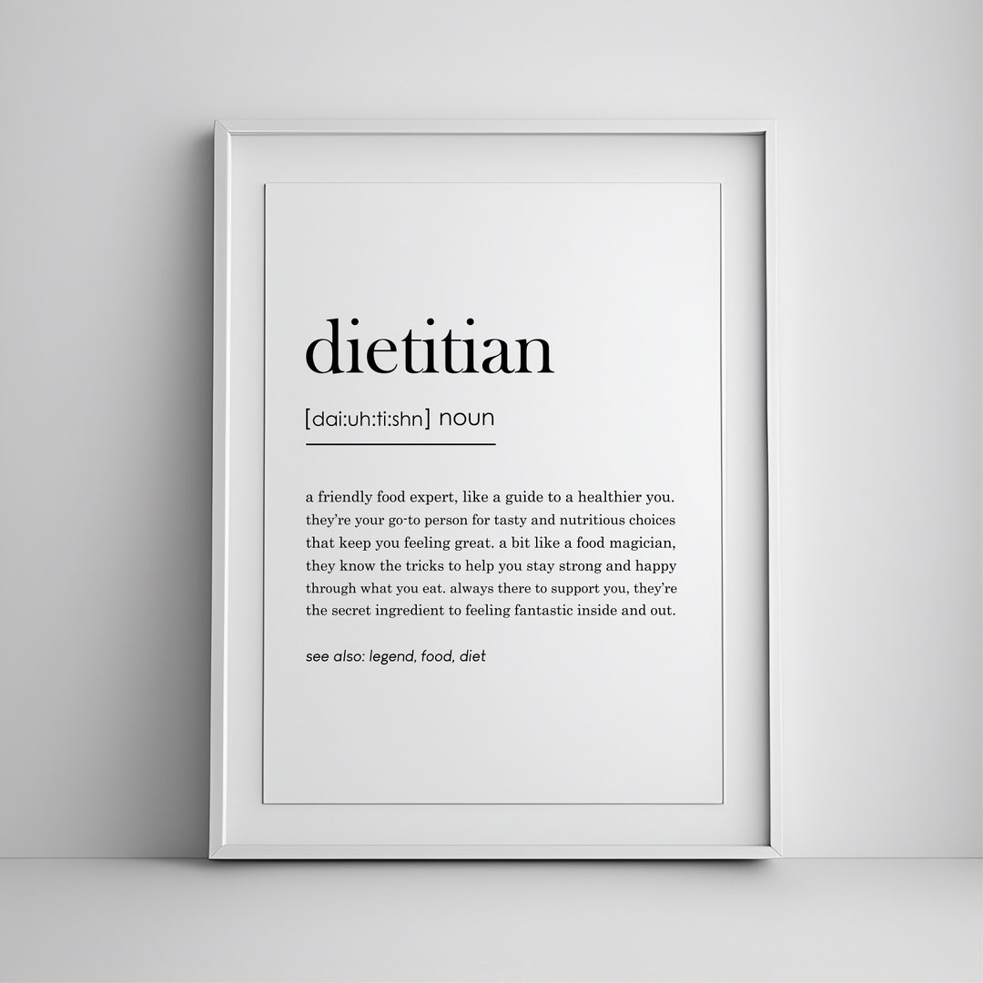 Dietitian Definition Print, Dietician Gift, Nutritionist Gift ...