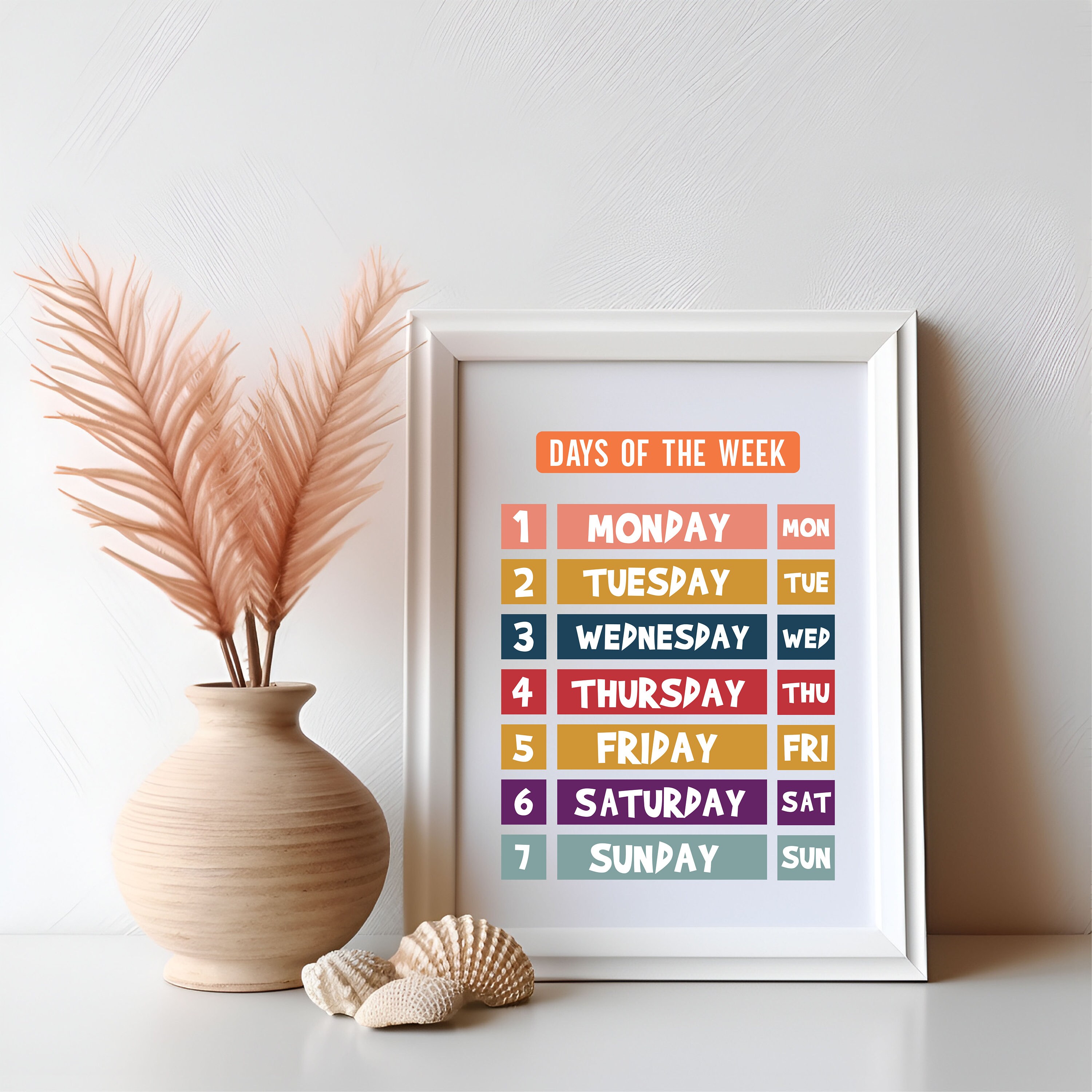 Days of the Week Printable Nursery Print Classroom Art - Etsy