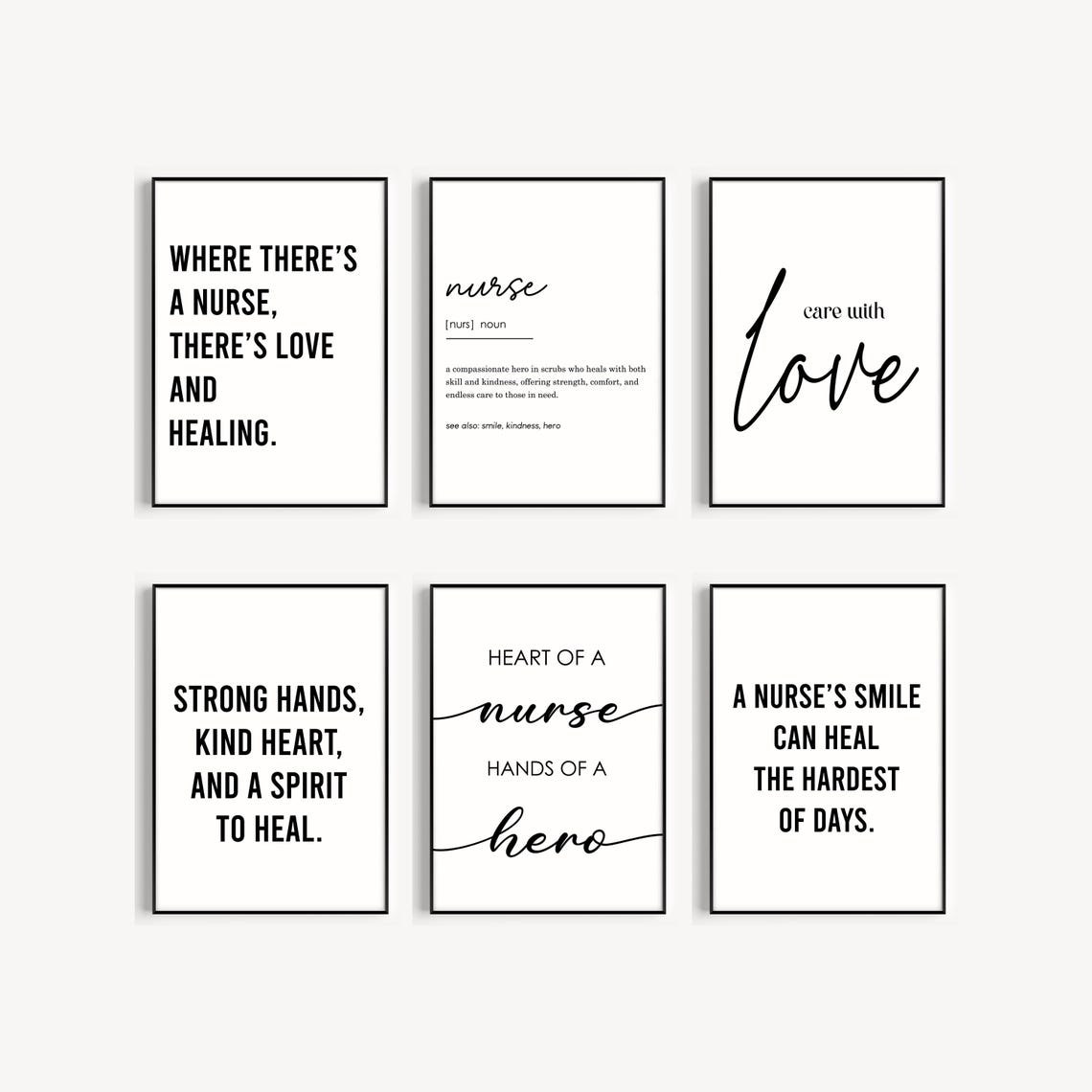 Nurse Wall Art Set of 6, Nurse Definition Print, Nurse Office Decor ...